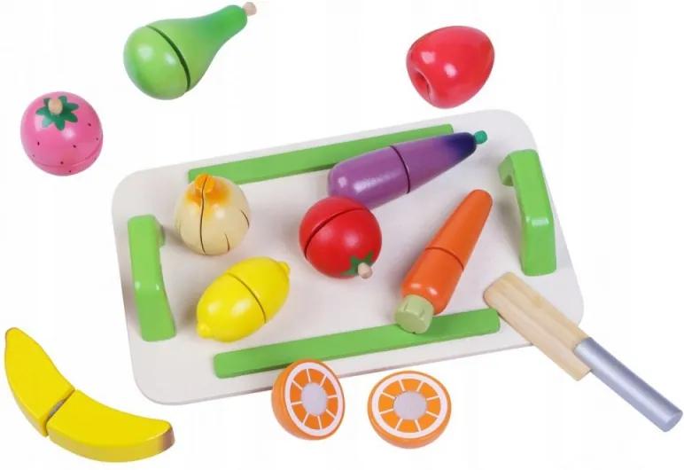 ECO TOYS Eco toys Dřevěná zelenina a ovoce s prkénkem