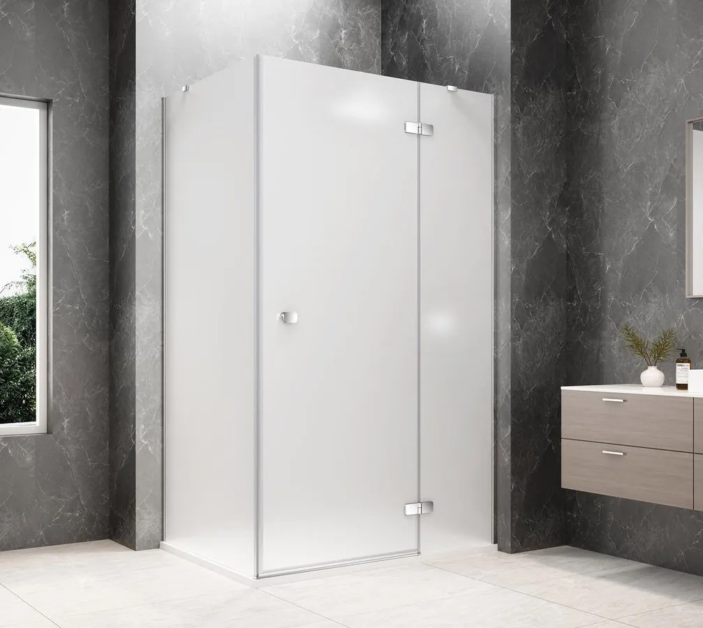 Polysan Polysan, GLOBE CHROME obdélníková sprchová zástěna 1100x800mm, matné sklo, pravé, GB1011-3215MRC