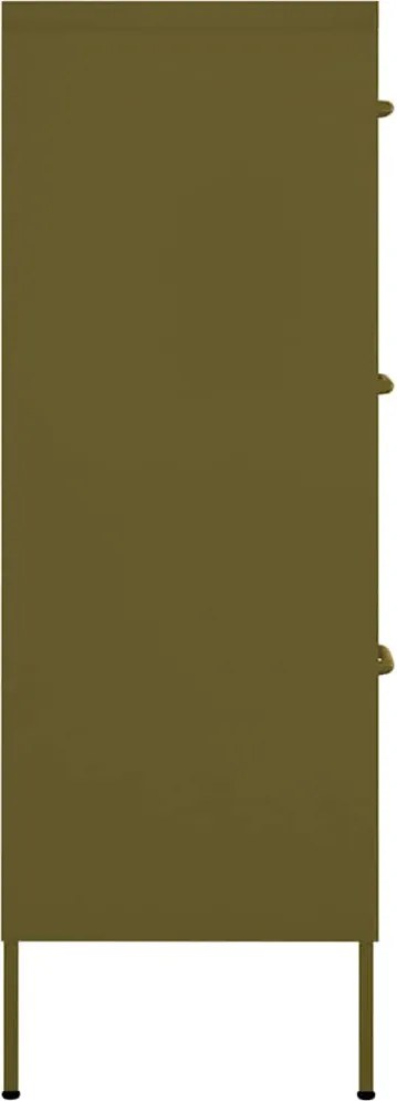 Zásuvková skříň olivově zelená 80 x 35 x 101,5 cm ocel 336144