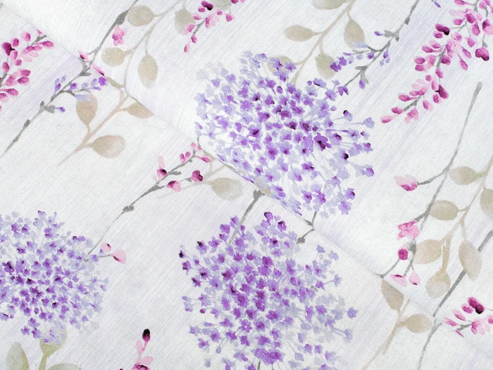 Biante Dekorační povlak na polštář Leona LN-090 Fialové a růžové květy 30 x 50 cm