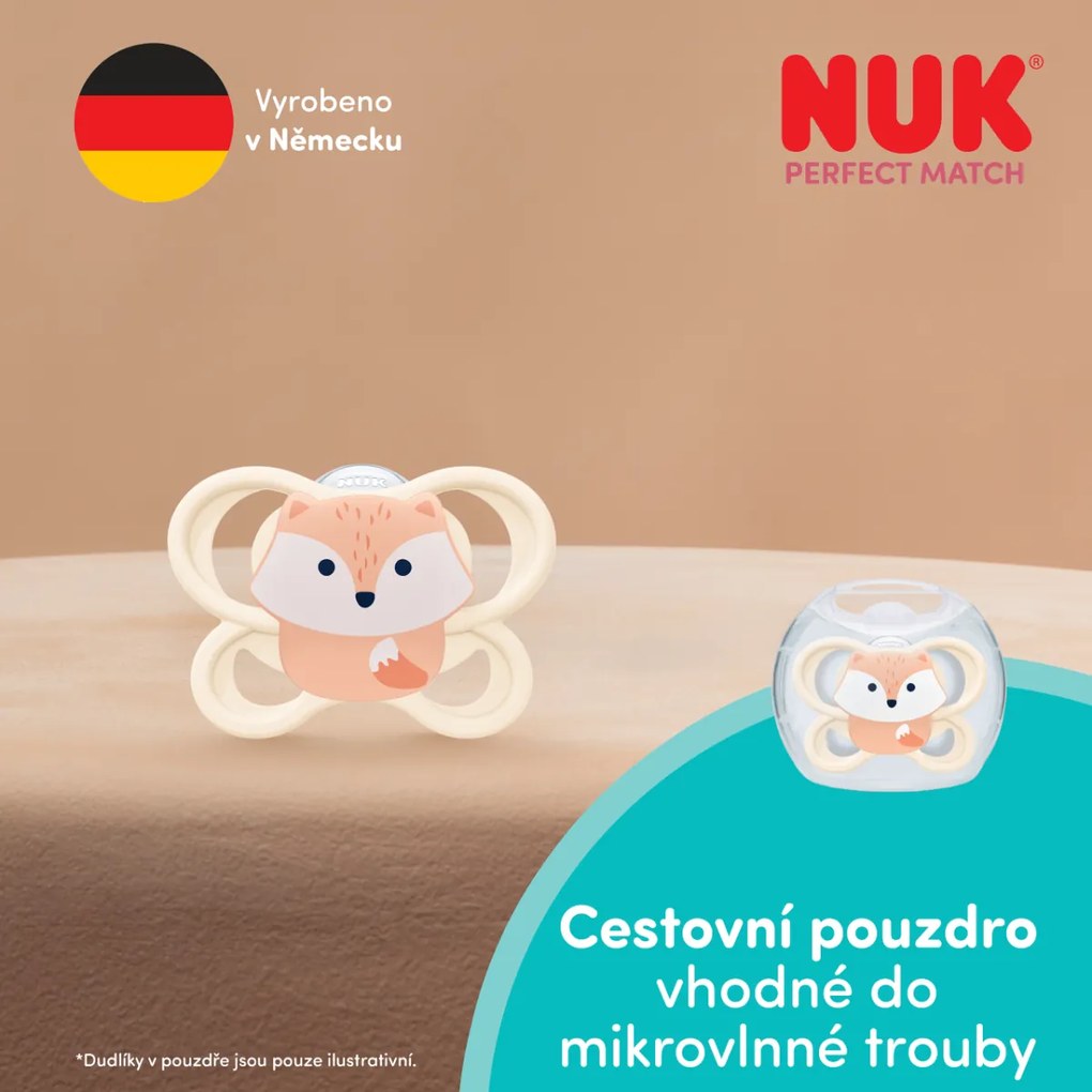 NUK Dudlík Perfect Match Air 0-6 m 1 ks box Fox