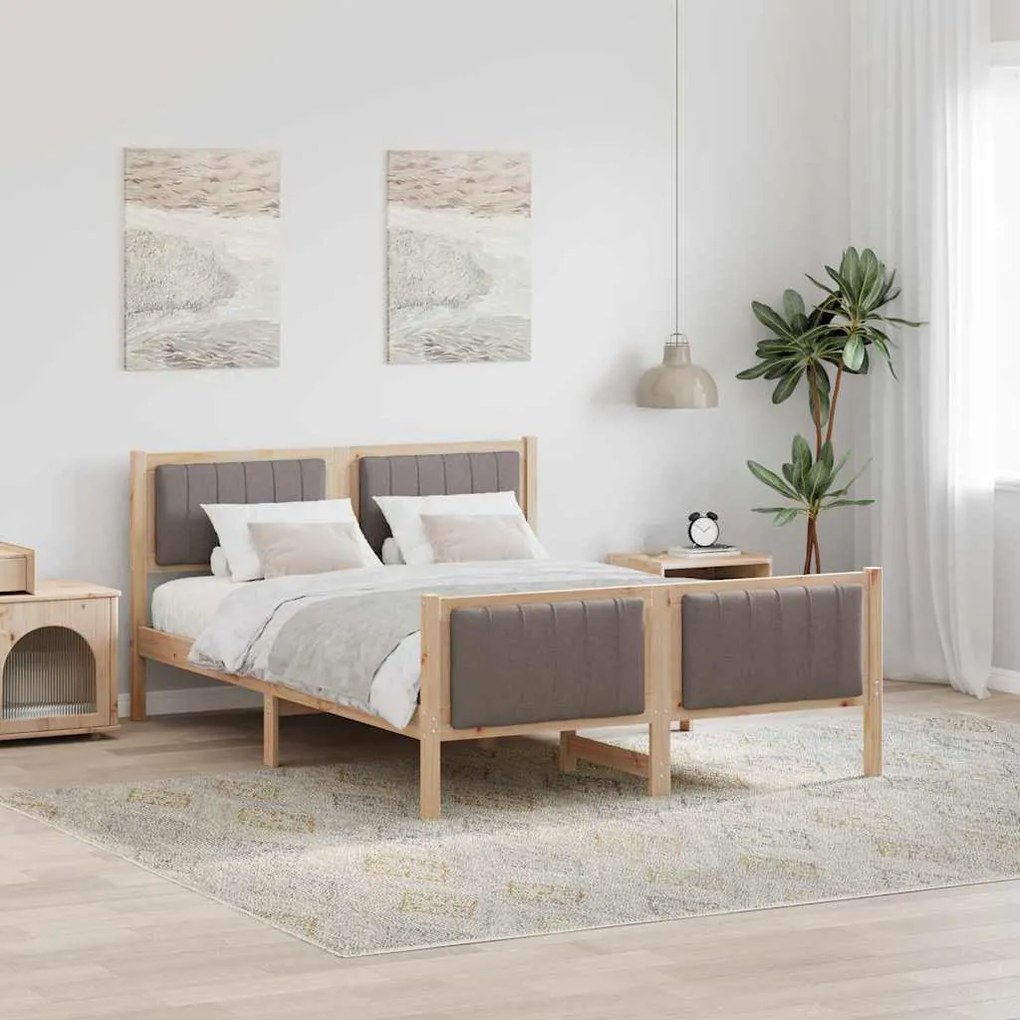Rám postele Hnědá a taupe 140 x 200 cm Masivní borovicové dřevo 3394321