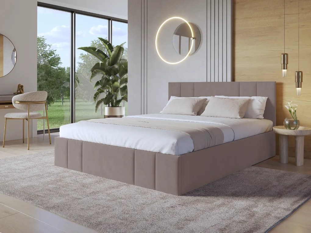 Eka Čalouněná postel SAMANTA 90x200 cm Barva látky Trinity: Světle hnědá (Trinity 2306)