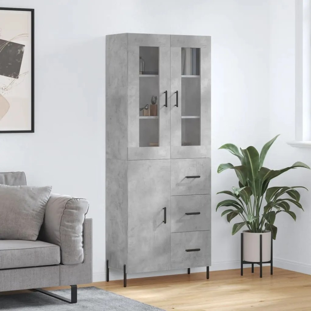 Skříň highboard betonově šedá 69,5x34x180 cm kompozitní dřevo - Default Title