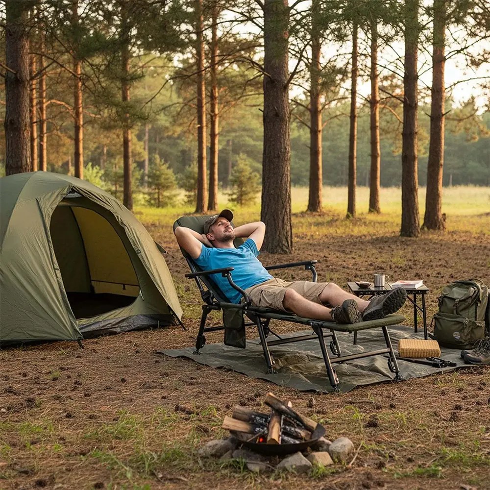 Velká rybářská židle s opěrkou nohou