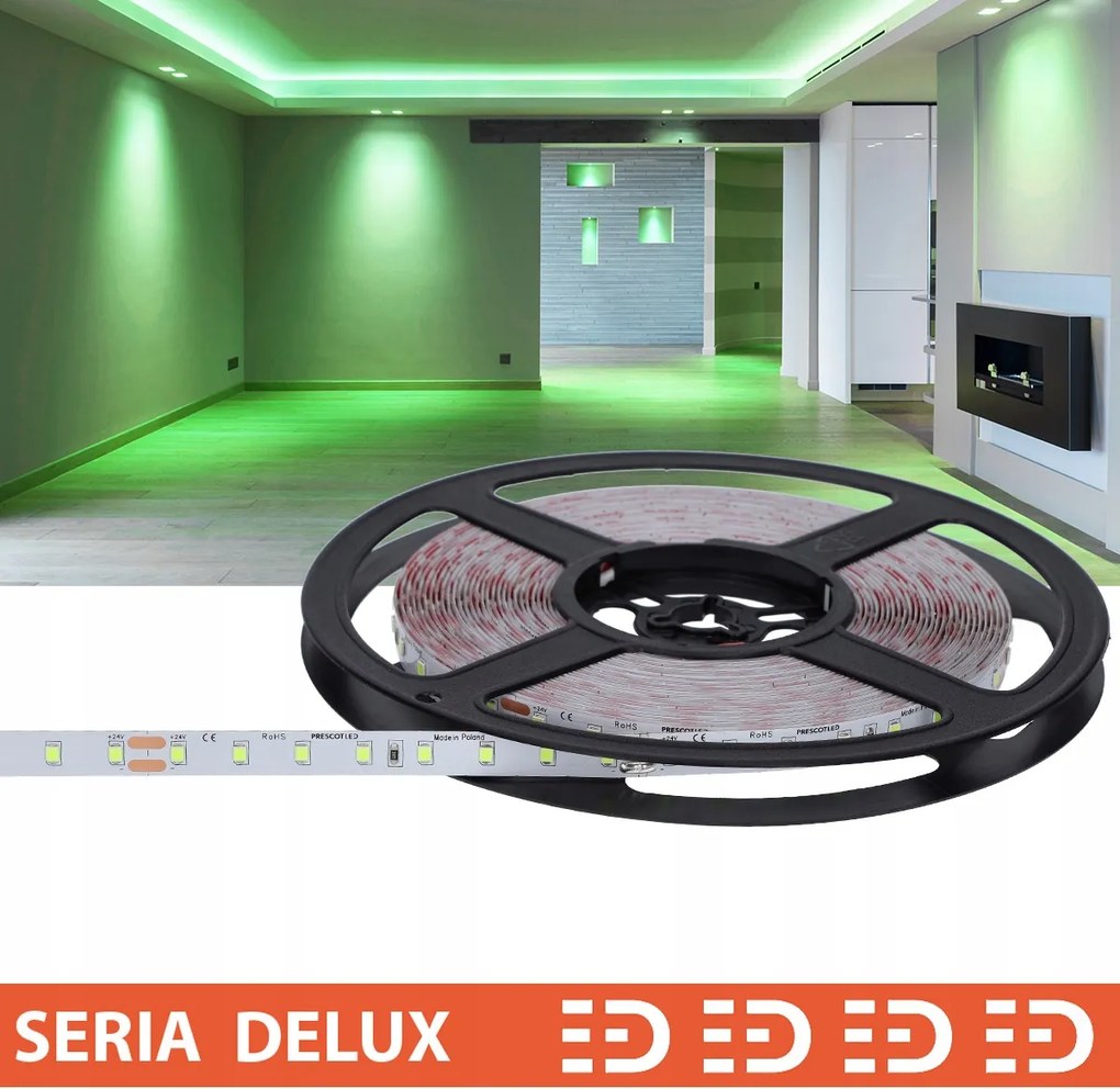 Led pásek Delux Zelený 24V 3.4W/m 80led 480lm dioda SMD283