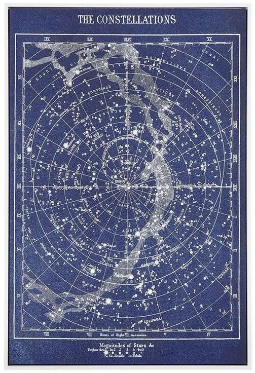 Zarámovaný obraz na plátně mapa hvězd 63 x 93 cm modrý TRAVERSA Beliani
