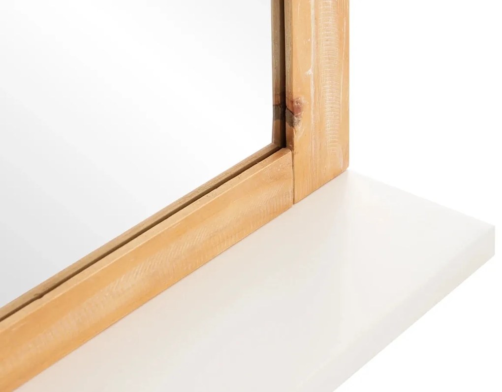 furniture-nabytek.cz - Masivní koupelnové zrcadlo Caprino z borovice a MDF, lakované, bílé/hnědé – 70x70 cm
