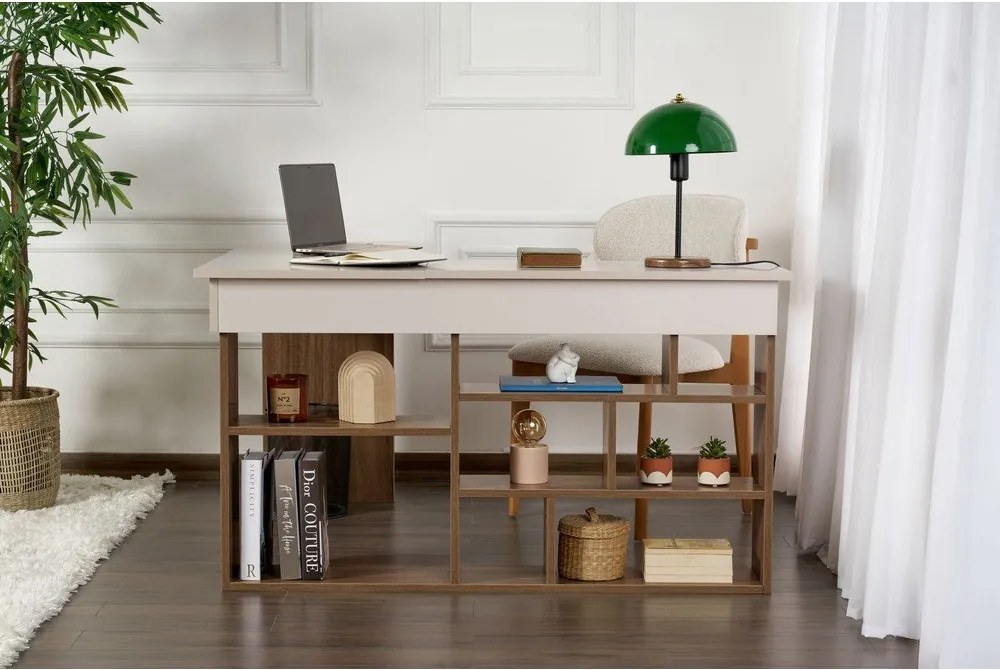 Rohový pracovní stůl v dekoru ořechu 120x130 cm Vesper – Kalune Design