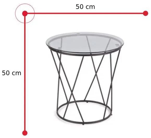 Konferenční stolek MANILA, 50x50x50, kouřové sklo/černá