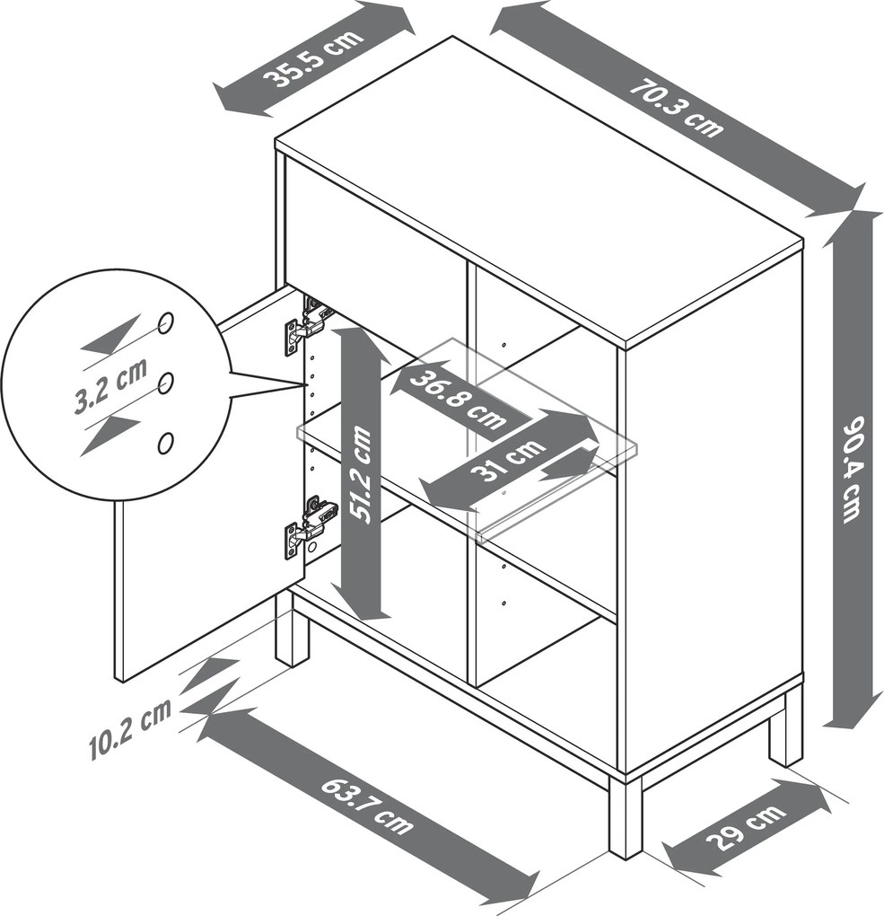 Tchibo - Odkládací koupelnová skříňka - barva: bílá
