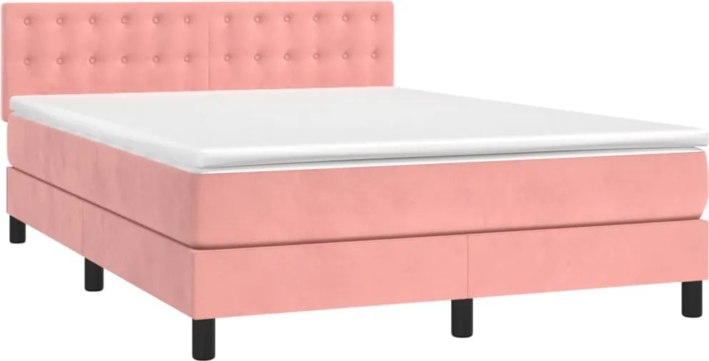 Box spring postel s matrací růžová 140x200 cm samet 3141550