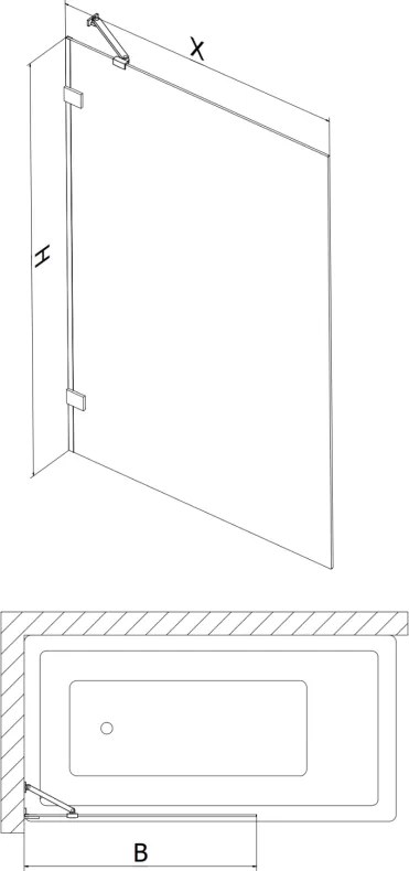 Mexen, Mexen Lunar 1-křídlová vanová zástěna 80 x 150 cm, transparentní, bílá - 897-080-000-20-00