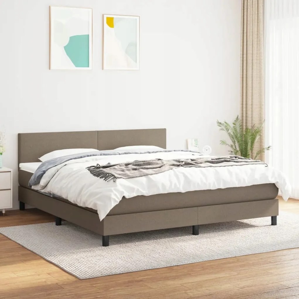Box Spring Postel S Matrací Textil Taupe Hladký design 180 x 200 cm