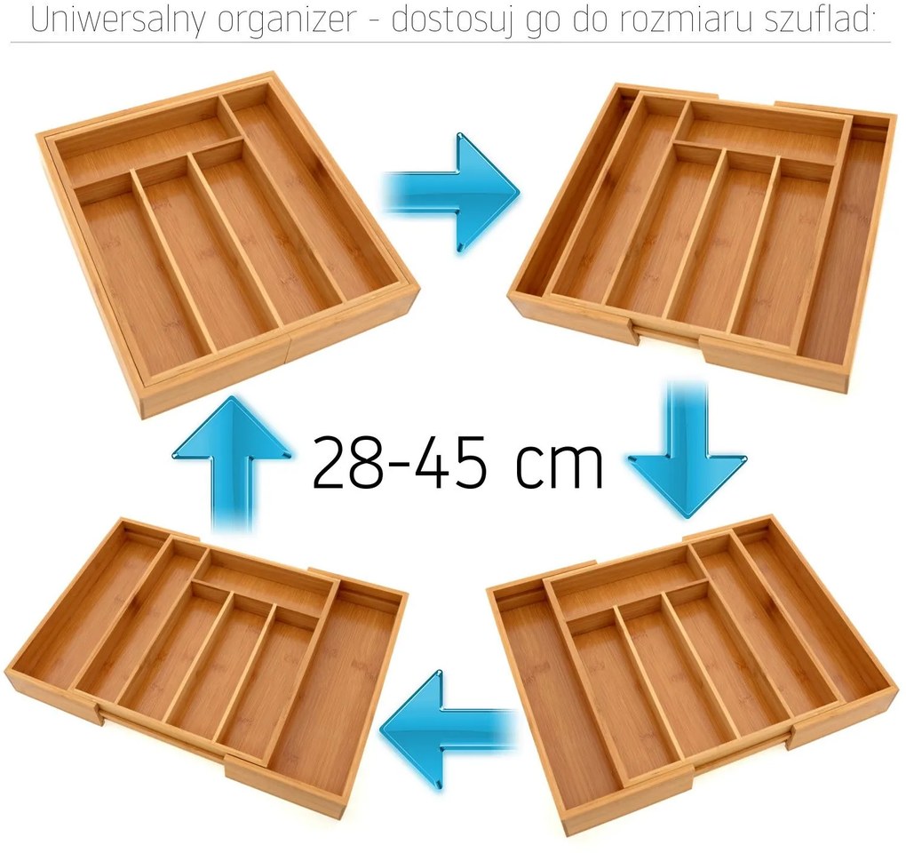 Bluegarden, organizátor příboru do zásuvky z bambusu, hnědá, HOM-00001
