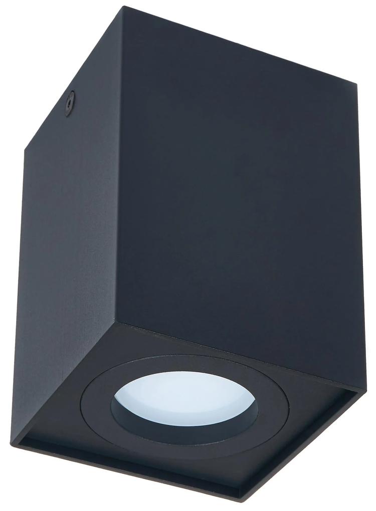 BERGE Podhledové bodové svítidlo OS201-CP nevýklopné - čtverec - černá matná + patice GU10