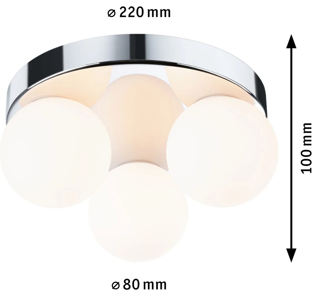 Paulmann 71062 Gove, koupelnové stropní svítidlo 3xG9 max. 20W, chrom, průměr 22cm, IP44