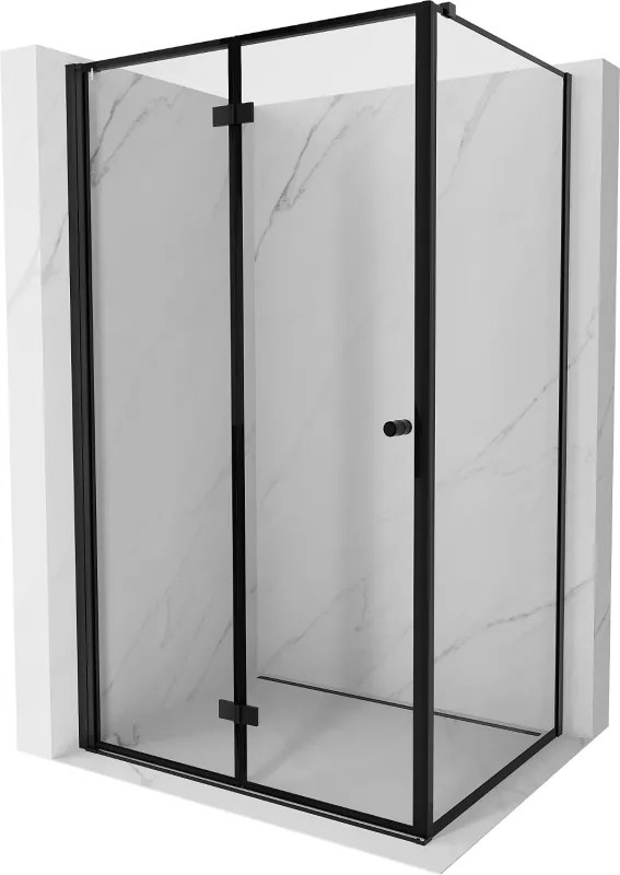 Mexen Mist-F T, 1-křídlý ​​skládací sprchový kout levý 85 x 120 cm, čiré sklo-černý rám, 8A6T-085-120-70-70-L