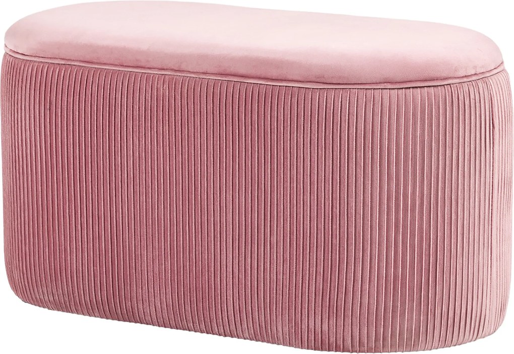 Čalouněná lavice HOMCOM se storage boxem pro obývací pokoj, francouzský styl, sametová elegantní růžová 81 x 40 x 41 cm | Aosom