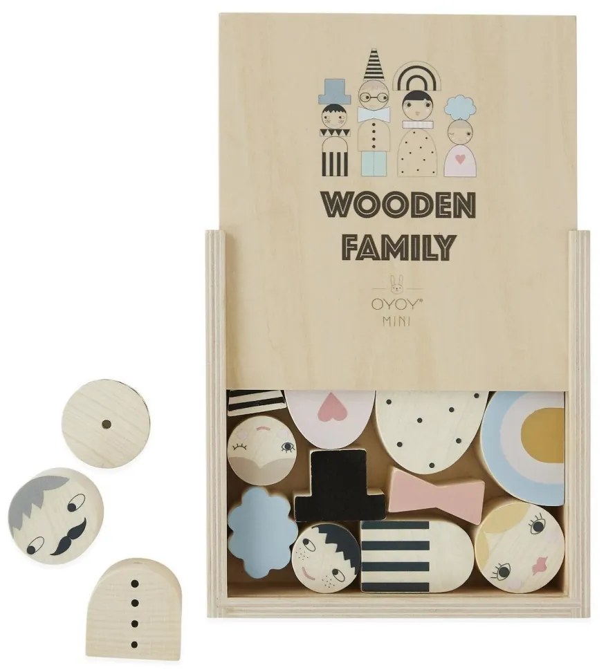 Dřevěné kostky Wooden Family - sada 16 ks Oyoy