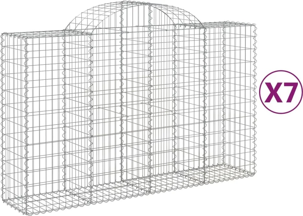 Klenuté gabionové koše 7 ks 200x50x120/140cm pozinkované železo 3146346