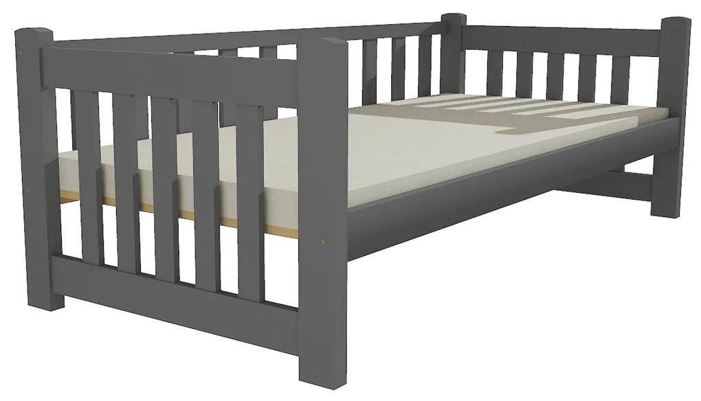 Dětská postel masiv 035 borovice masiv 90 x 200 cm šedá