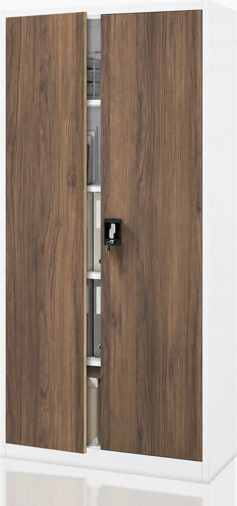Kancelářská skříň na dokumenty bílá / ořech: Eco Design JAN 900 x 1850 x 400 mm