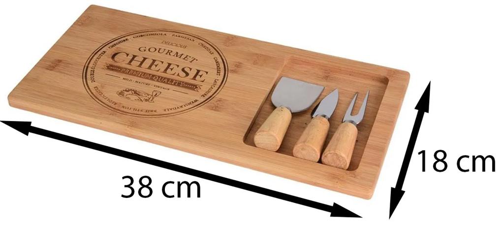 Sada na krájení sýrů Cheese, bambus, 38x18 cm
