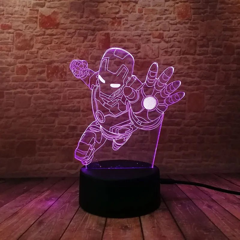 3D LED Lampička Iron Man postava