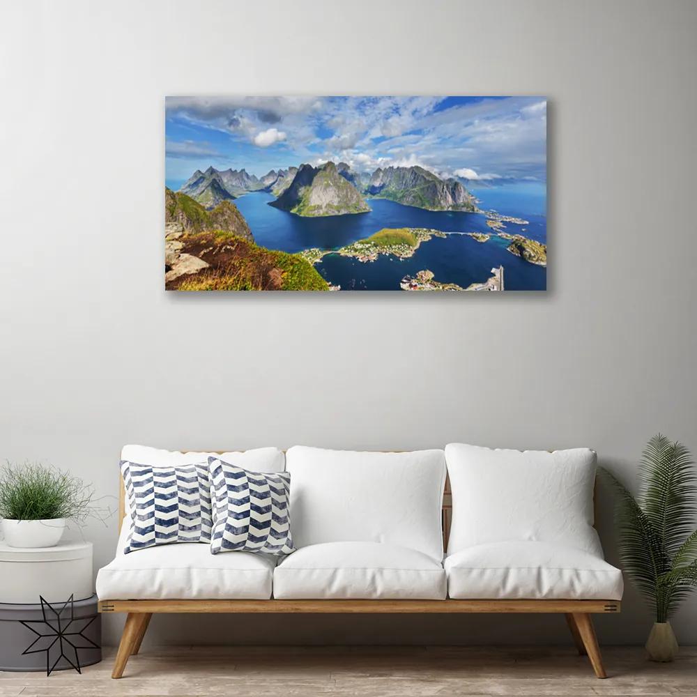 Obraz na plátně Hory Moře Záliv Krajina 100x50 cm