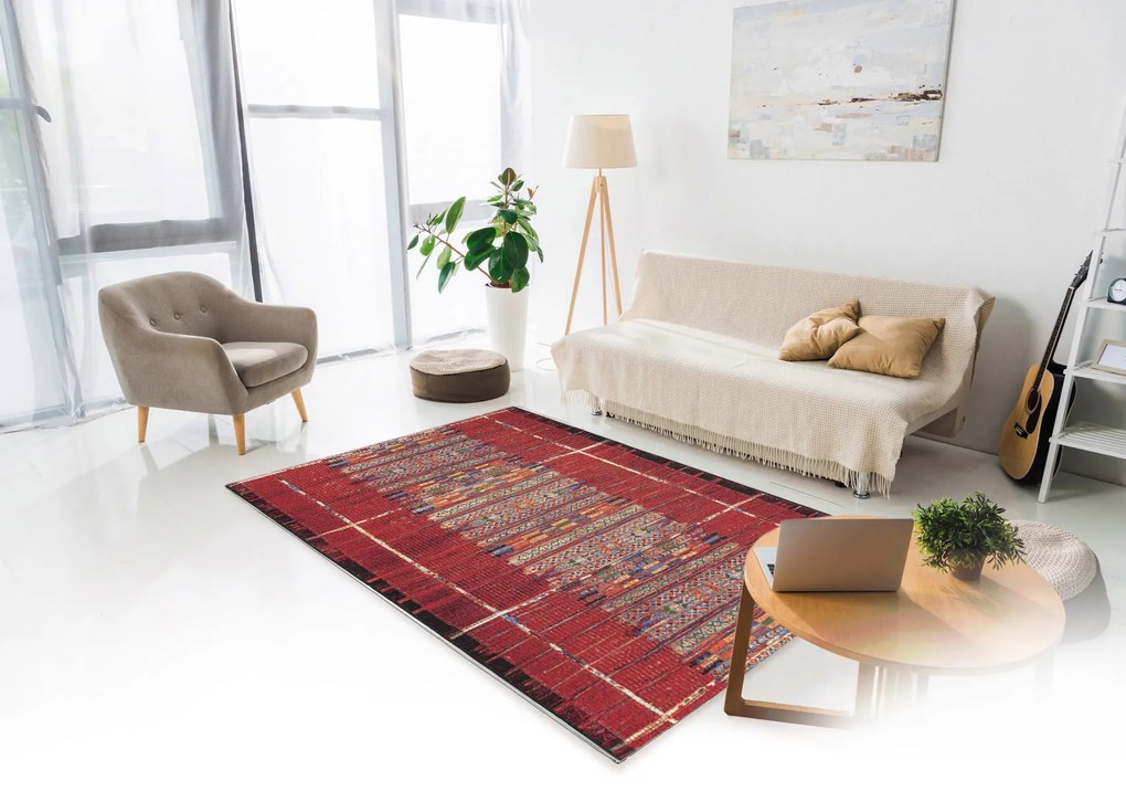 Oriental Weavers, Kusový koberec Zoya 821 R – na ven i na doma, 200x285, červená, chodba / předsíň