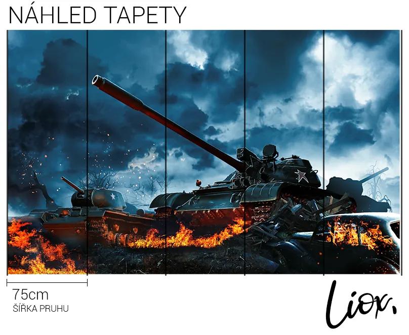Liox Tapeta tank v hořící krajině