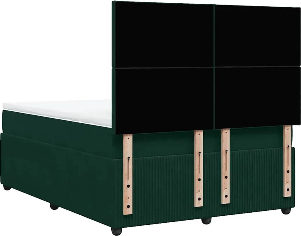 Box spring postel s matrací tmavě zelená 140x190 cm samet 3292331