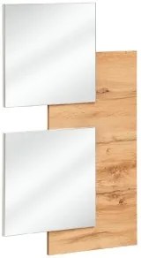 ASM EASY, nástěnný panel se dvěma zrcátky (typ 01), bílá / dub wotan