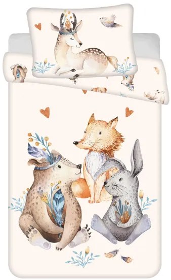 Jerry Fabrics Povlečení do postýlky Zvířátka Woodland baby 100x135, 40x60 cm