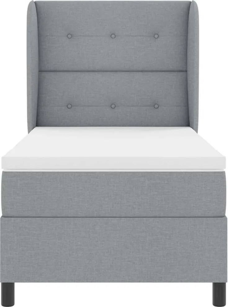 Postel s boxspringem s čelo Světle šedá 90 x 200 cm textil 3340543