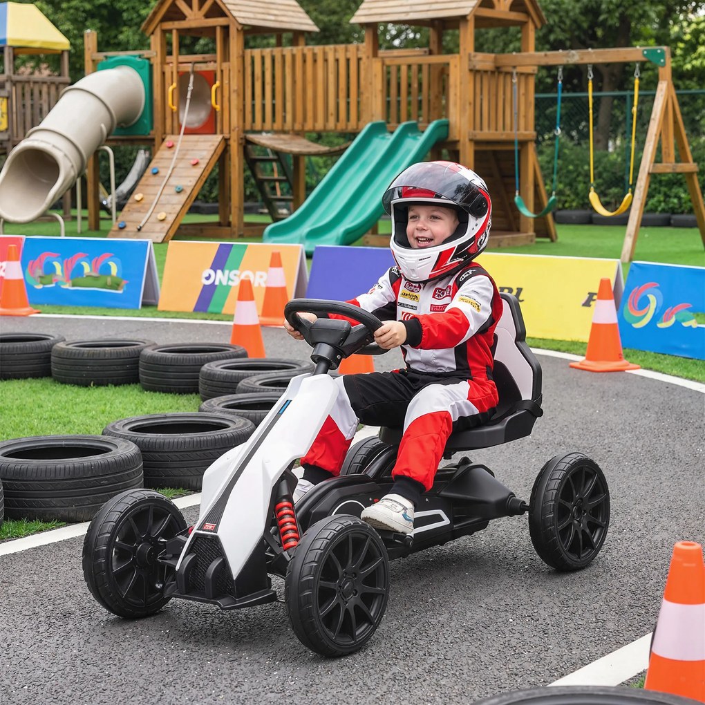 Motokára pro děti, elektrická motokára, do 5 km/h, bezpečnostní pás, sedadlo s opěradlem, plast, kov, bílá barva
