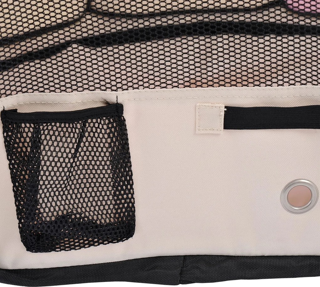 PawHut skládací ohrádka pro psy a kočky — přenosná osmihranná ohrádka, voděodolný 600D Oxford, 2 dveře na zip, Ø90 x 41 cm, růžová