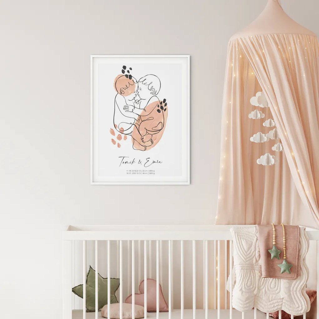 Jen tak z lásky Plakát Miminko s údaji o narození Rozměr plakátu: 50 x 70 cm, Varianta: Na bříšku v uměleckém