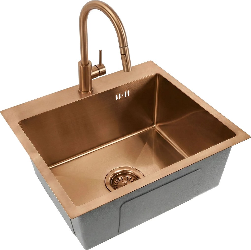 Kuchyňský nerezový dřez REA LEO 50 BRUSH COPPER kartáčovaná měď