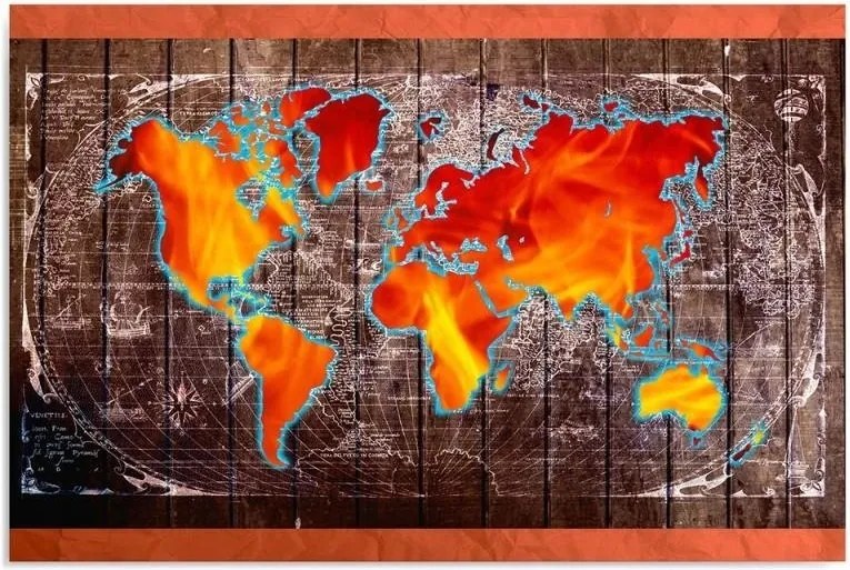 Obraz úrovně Plátno Canvas Mapa světa 50x40