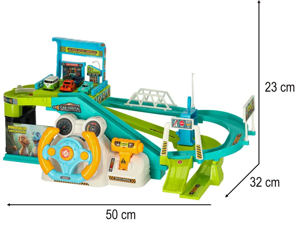 Creative Corner Autodráha garáž dinosaurus 4 auta