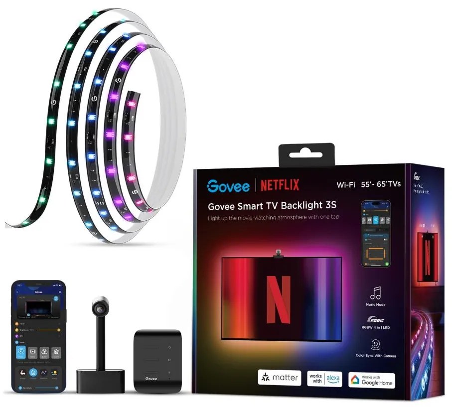 Govee - Backlight 3S Netflix TV 55-65" SMART LED podsvícení RGBICW Wi-Fi + DO