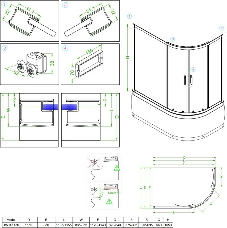 BPS-koupelny Asymetrický sprchový kout MAJA BL R 115x85 cm pravý, černá/transparent v setu s hlubokou sprchovou vaničkou