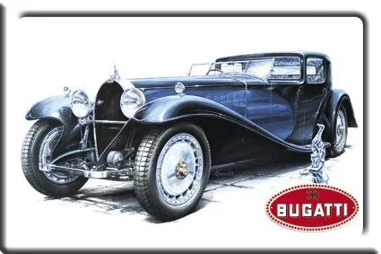 Plechová cedule auta Bugatti, 150 x 100 mm