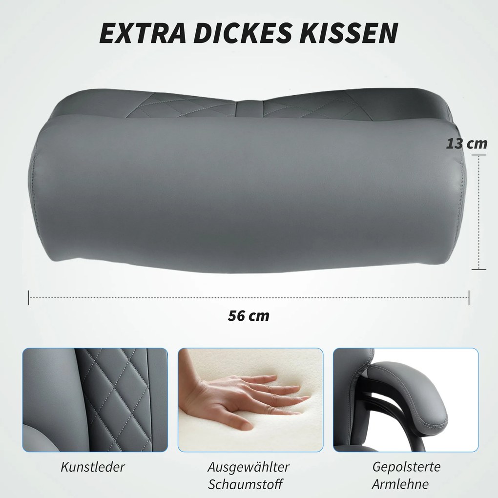 Kancelářské křeslo HOMCOM pro vysoké a silné uživatele (Big & Tall) – PU kůže, pružinový sedák, tiché kolečka, vysoké opěradlo, výškově nastavitelné,…