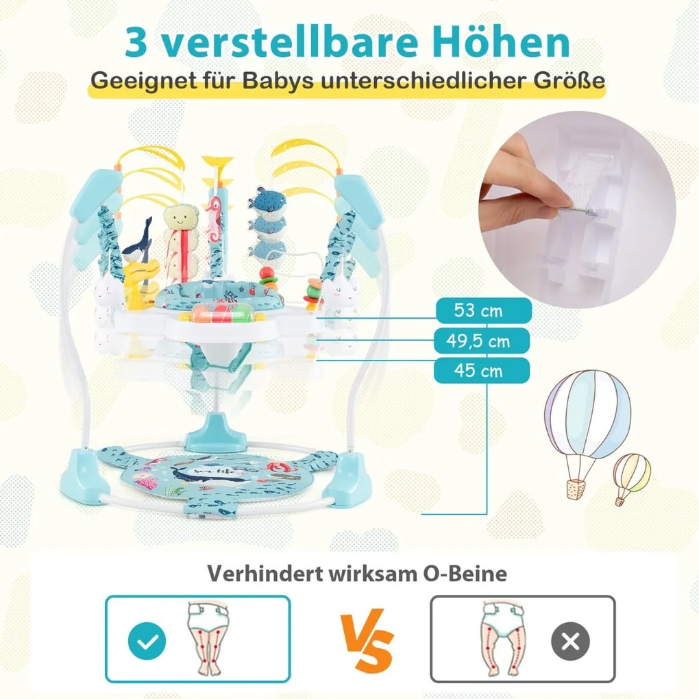 Costway Baby Sky Jumperoo s nastavitelnou výškou, hračkami a hudebním boxem