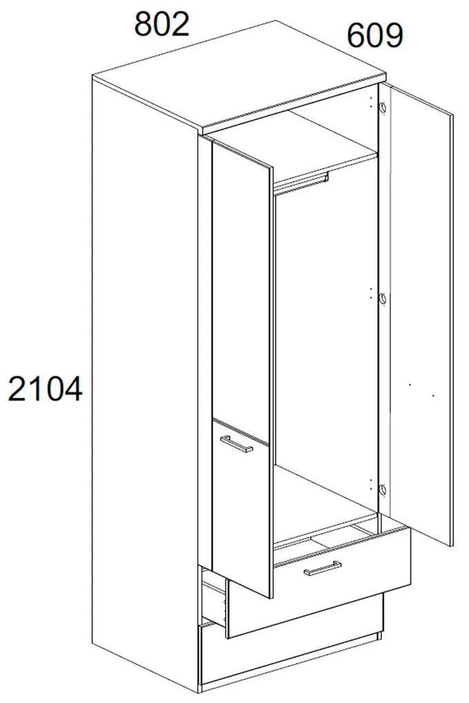 Skříň 2d2s dub navarra Doorset Mebel Bos