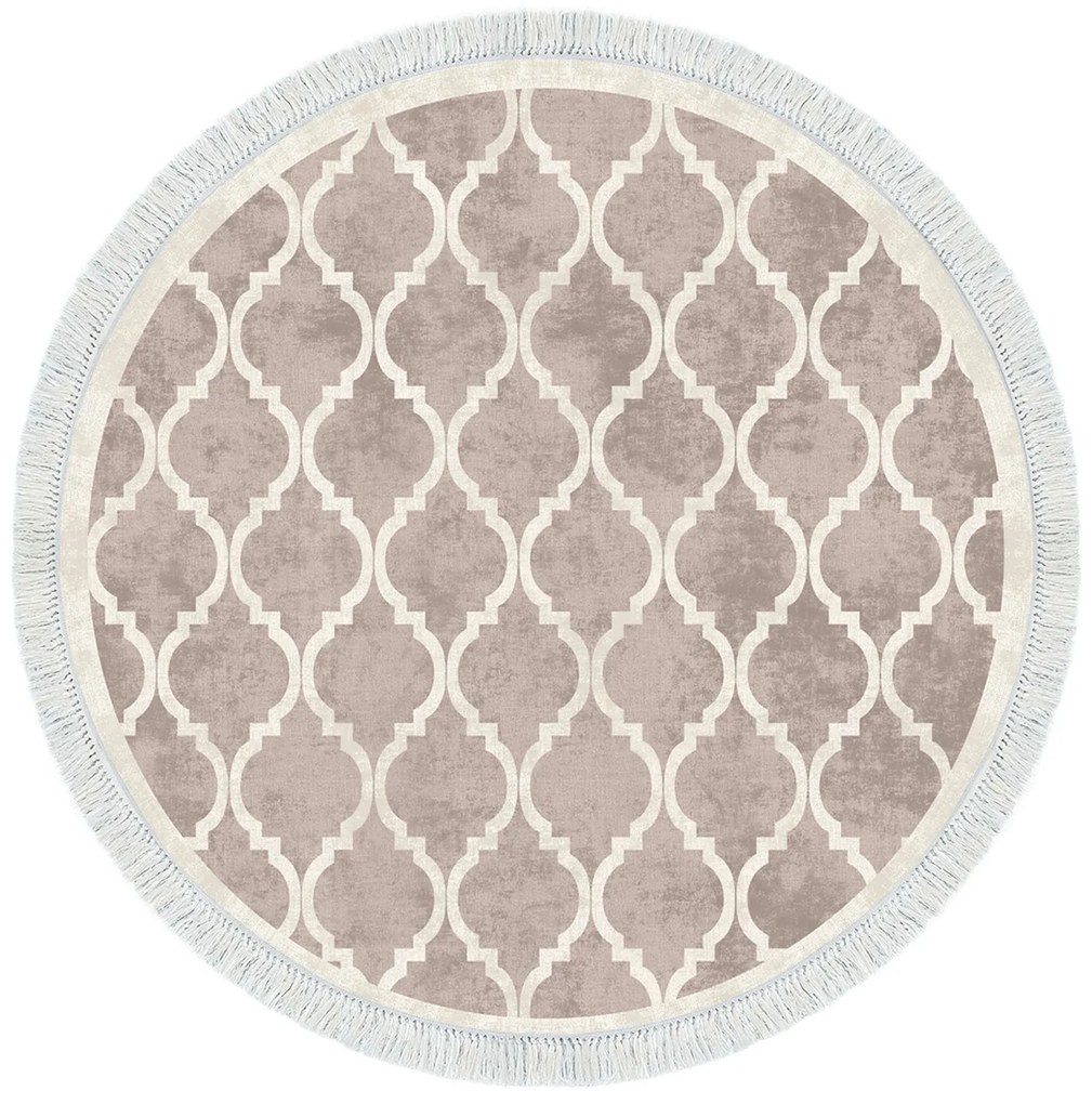 Conceptum Hypnose Kusový koberec Aln400601Kr, Krémová, Hnědá Rozměr koberce: 160 cm KRUH