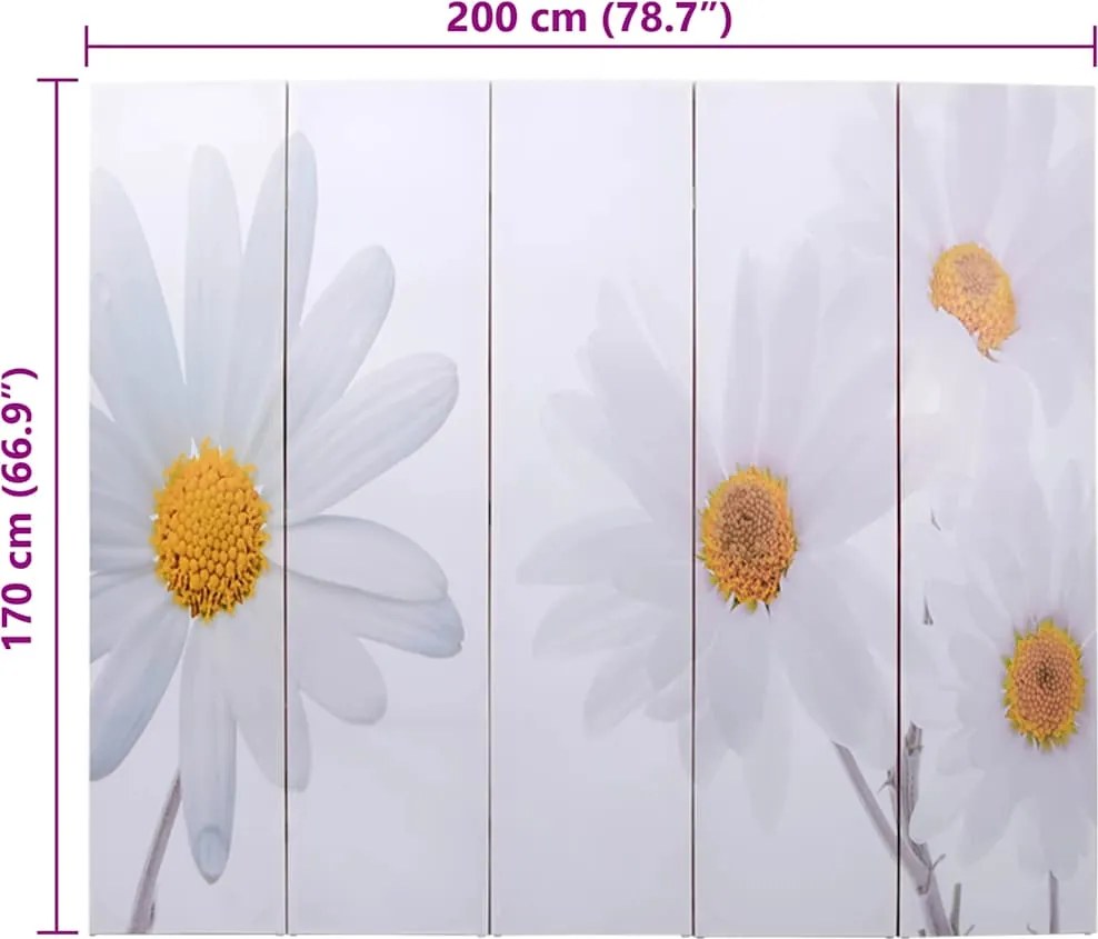 Skládací paraván 200 x 170 cm květina 240479